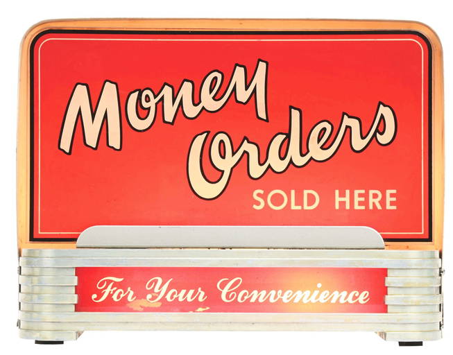 Countertop "money Orders" Light Up Advertising Sign.