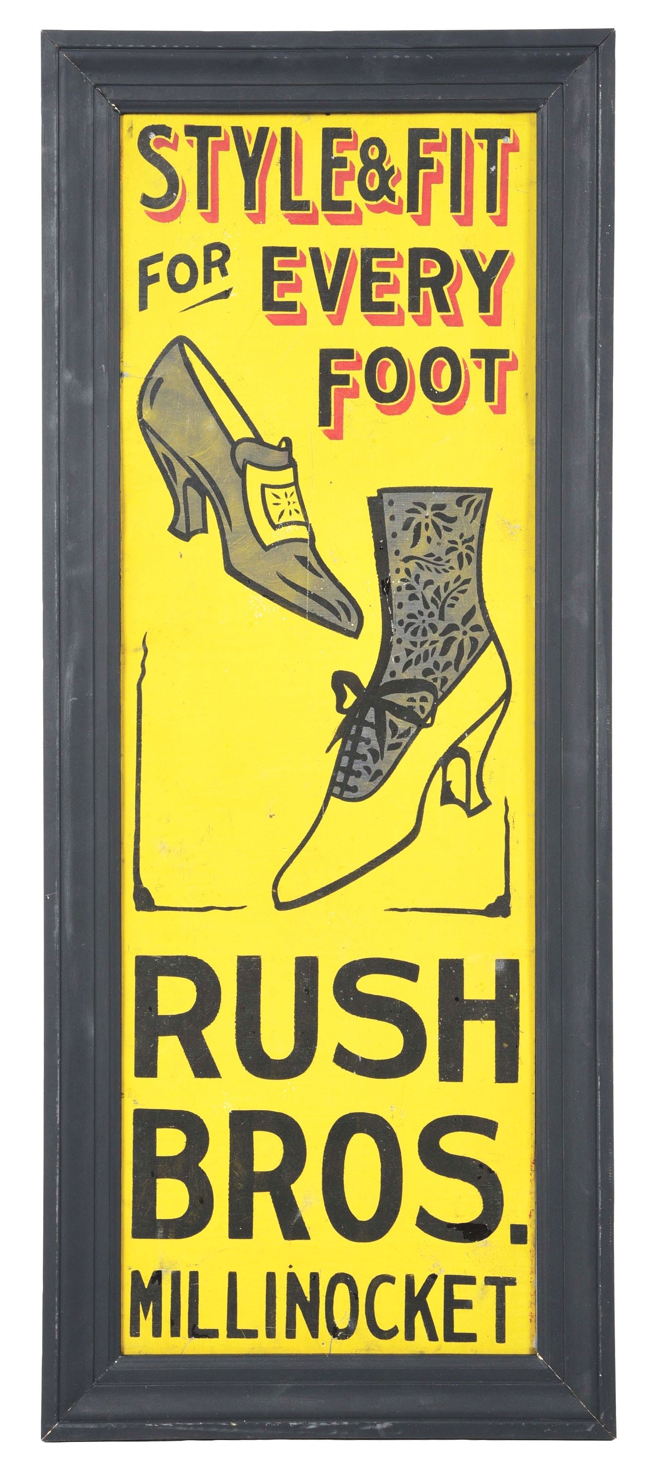 1920s Ithaca Shoe Store Tin Trade Sign. Auction