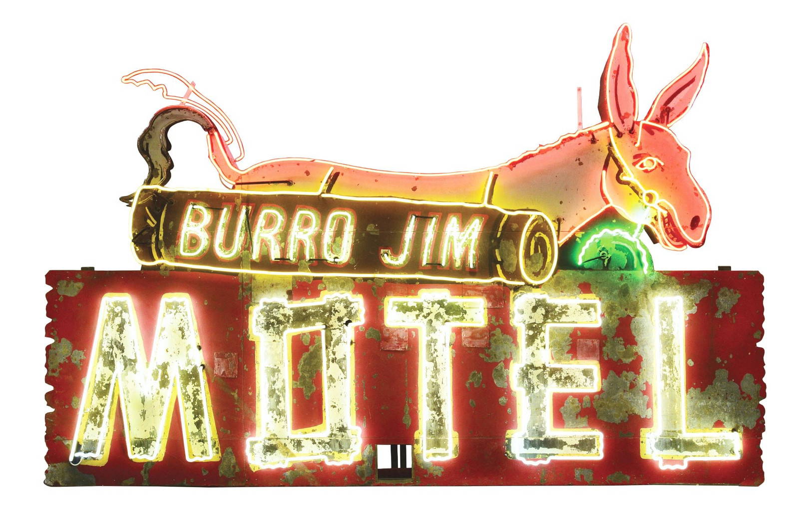 Large & Impressive Burro Jim Motel Sign. Auction