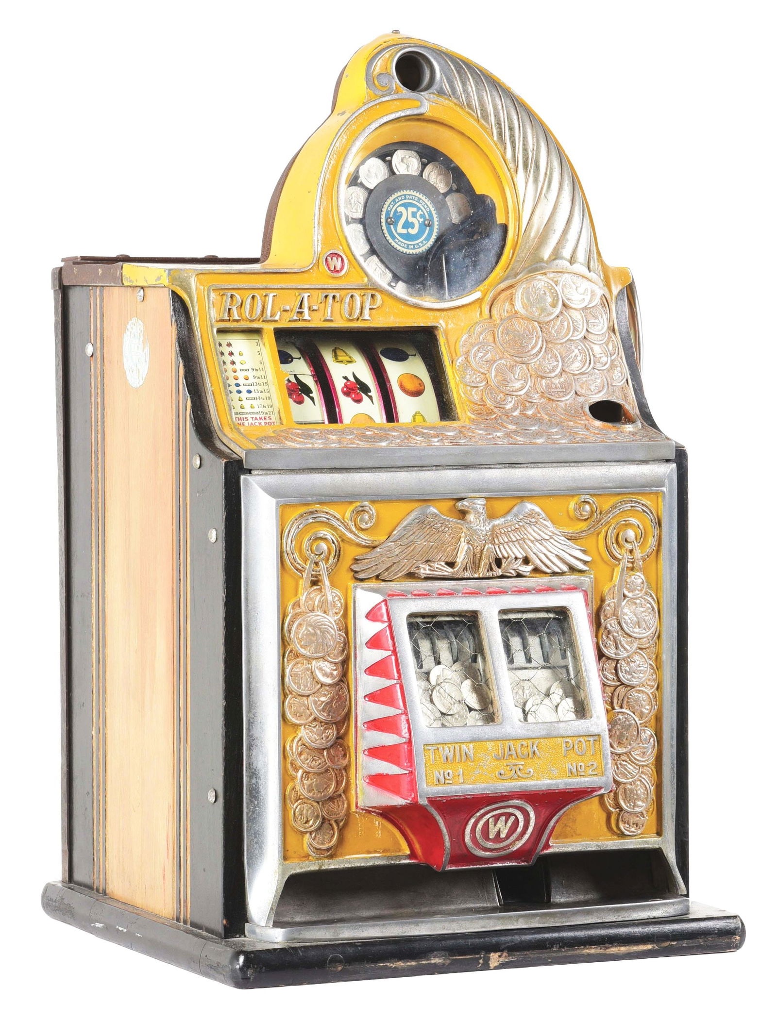25¢ Watling Rol-a-top Coin Front Slot Machine. Auction