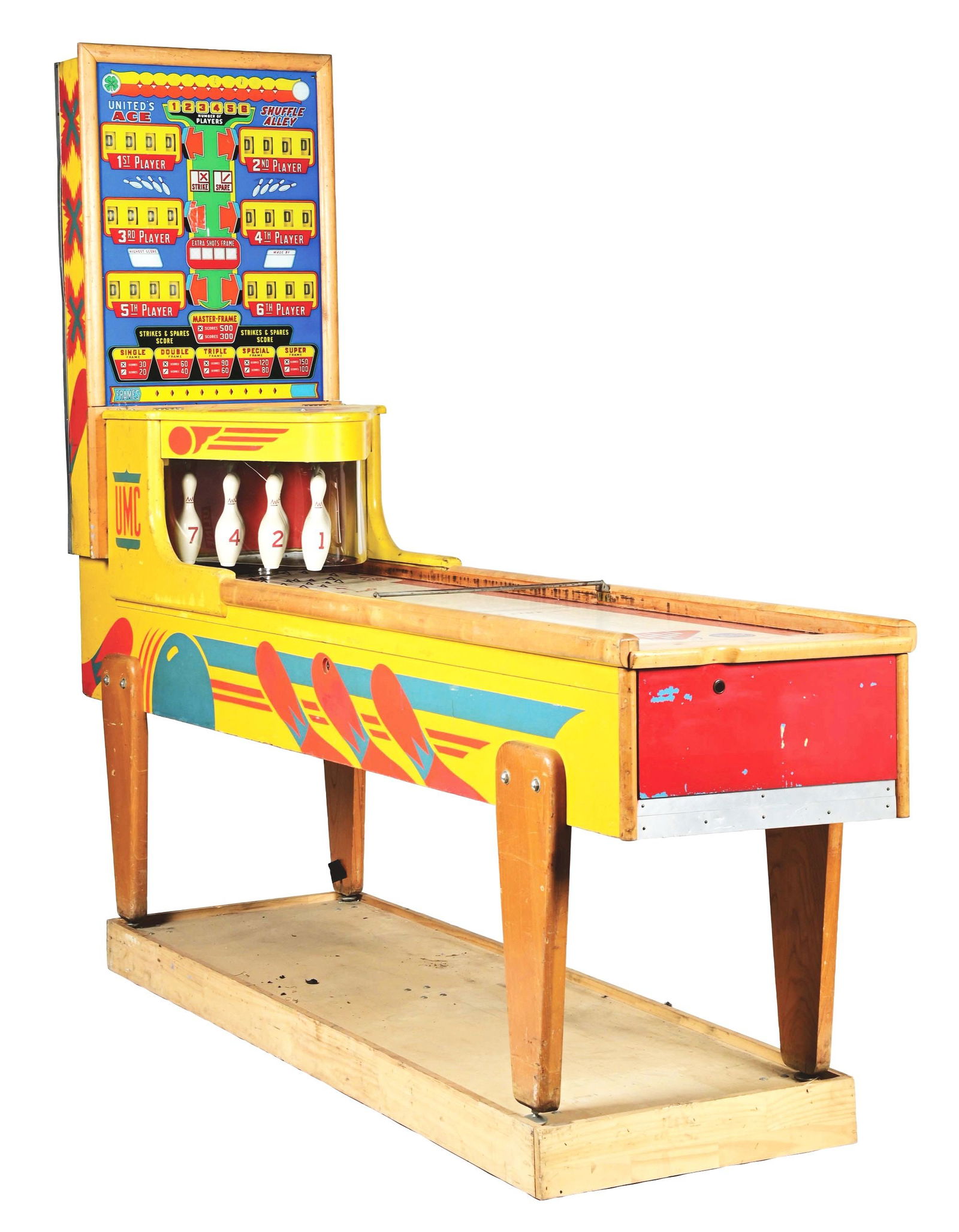 10¢ United Mfg. Co. Ace Shuffle Alley Bowling Arcade Machine. Auction