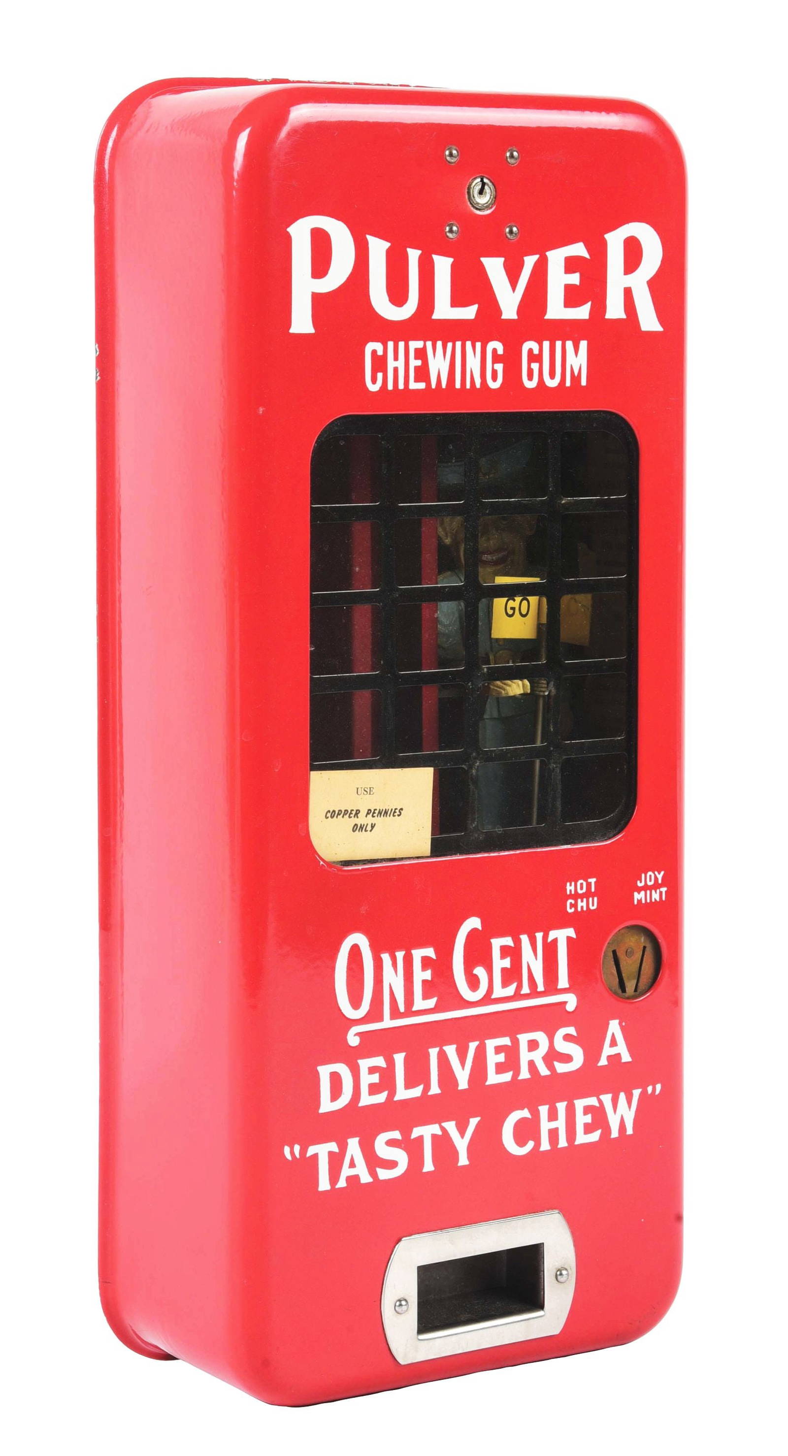 1¢ Red Pulver Chewing Gum Vending Machine. Auction
