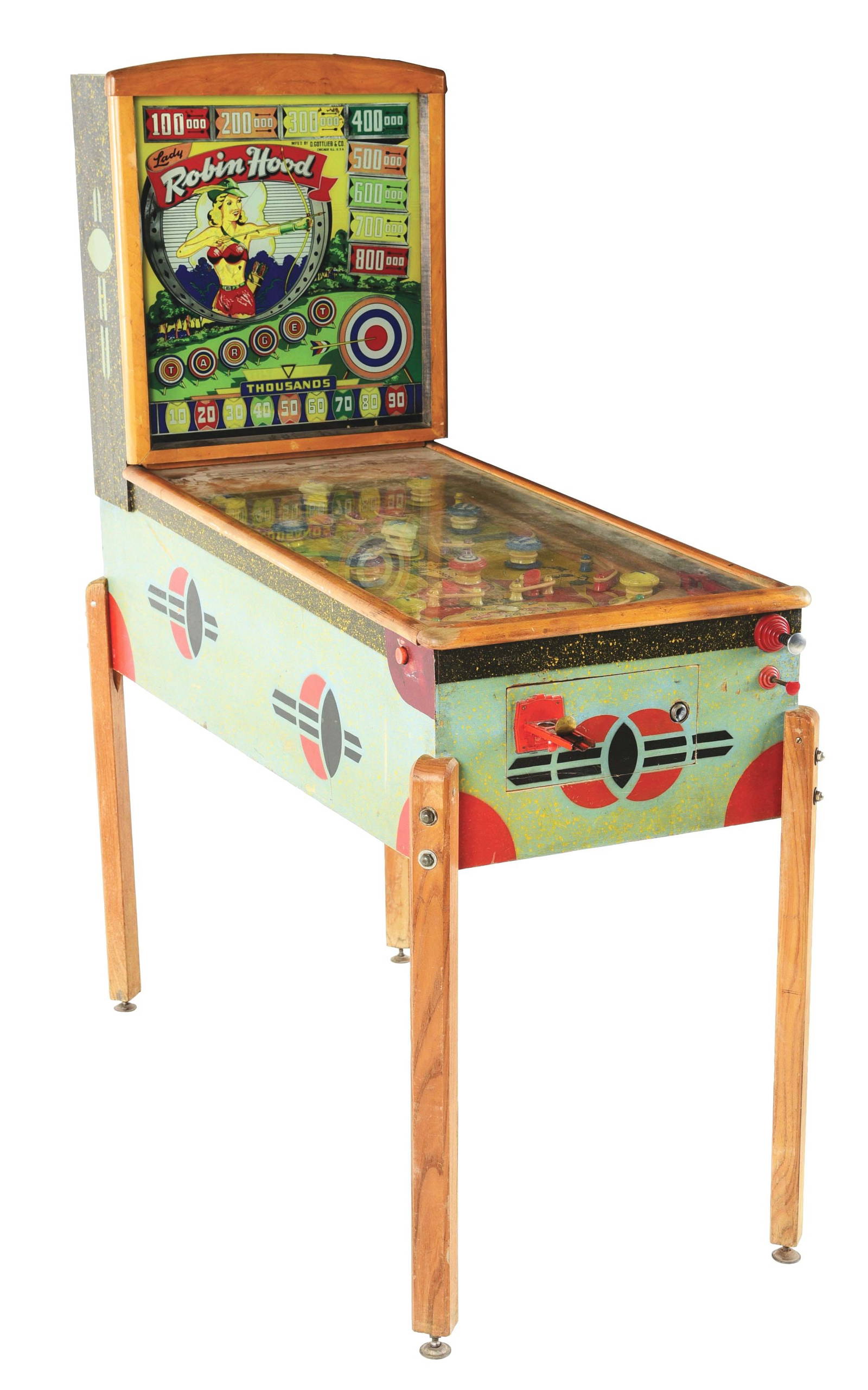 5¢ Gottlieb's Lady Robin Hood Pinball Machine. Auction