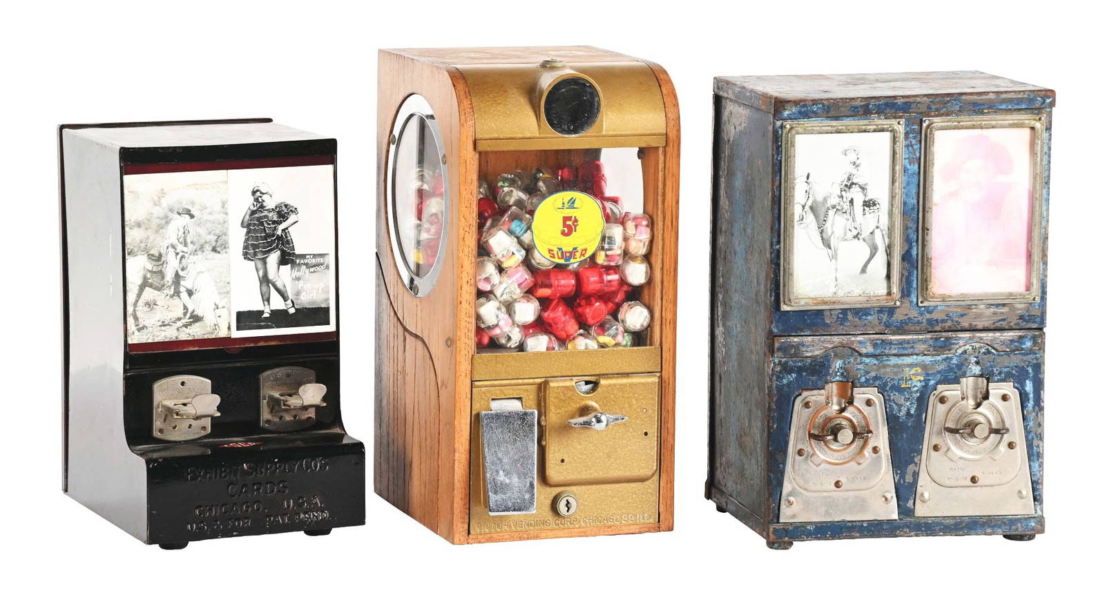 A Collection Of 3 Candy Coin Op Vending Machines. Auction