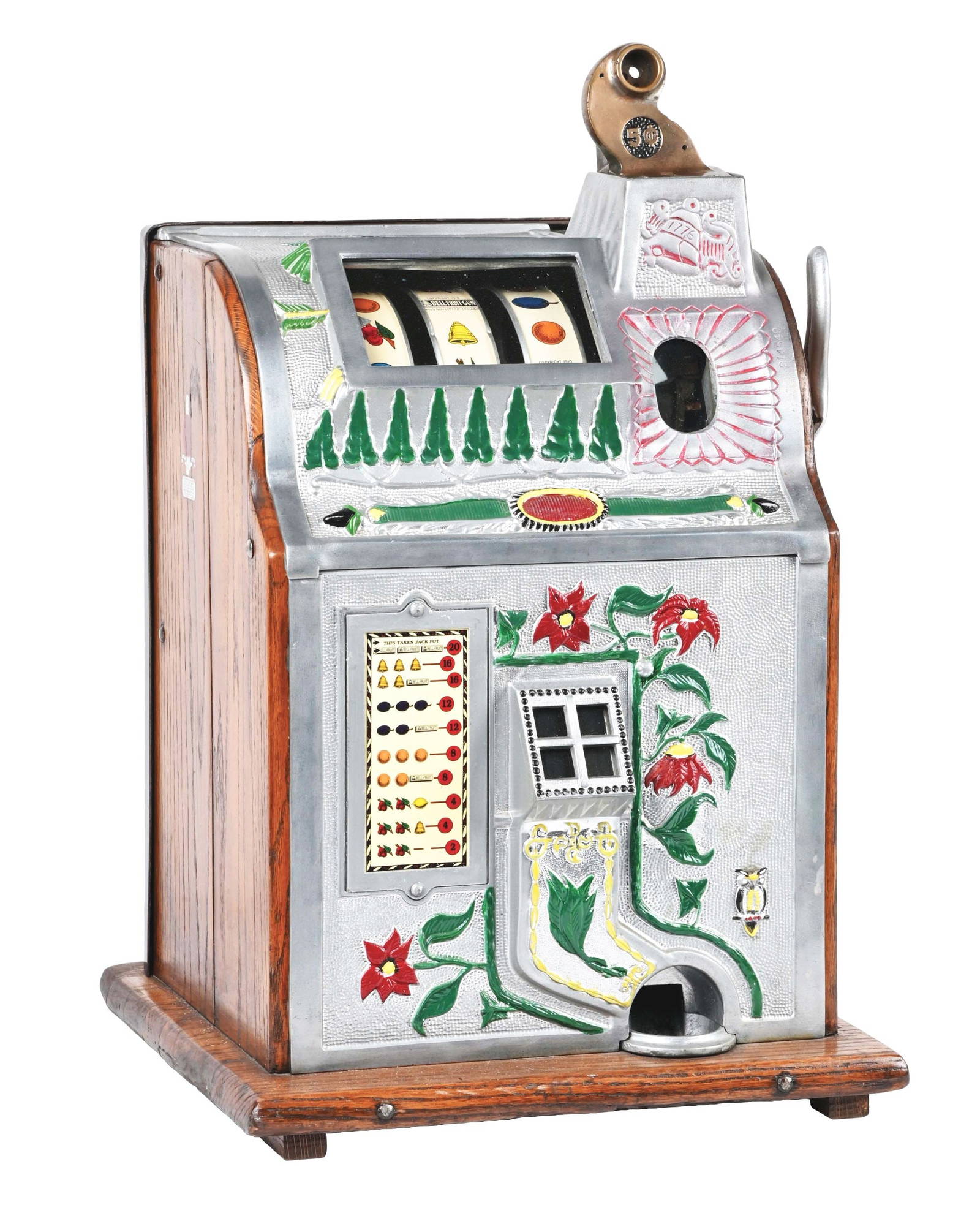 5¢ Mills Poinsettia Slot Machine. Auction