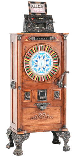 25¢ Mills Novelty Co. Two Bits Dewey Upright Slot Machine.