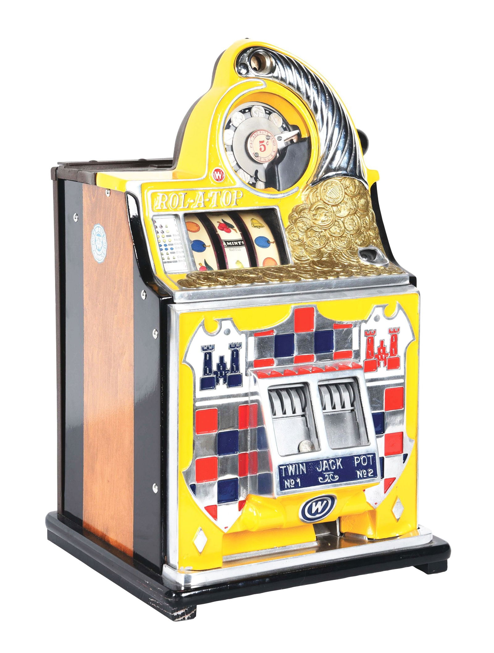 5¢ Watling Checkerboard Rol-a-top Slot Machine. Auction