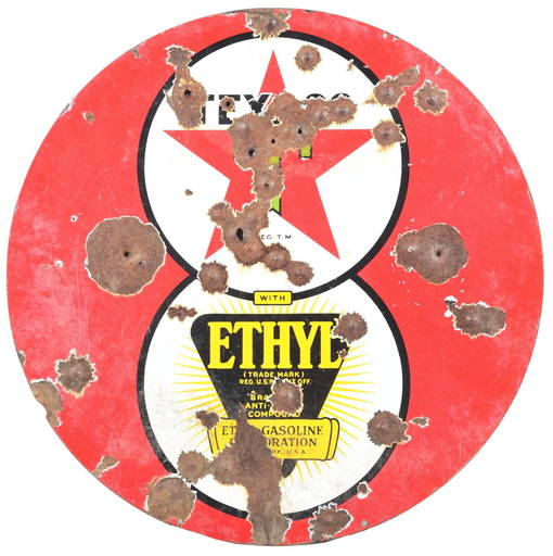 Texaco Ethyl "8 Ball" Porcelain Sign W/ Ethyl Logo.