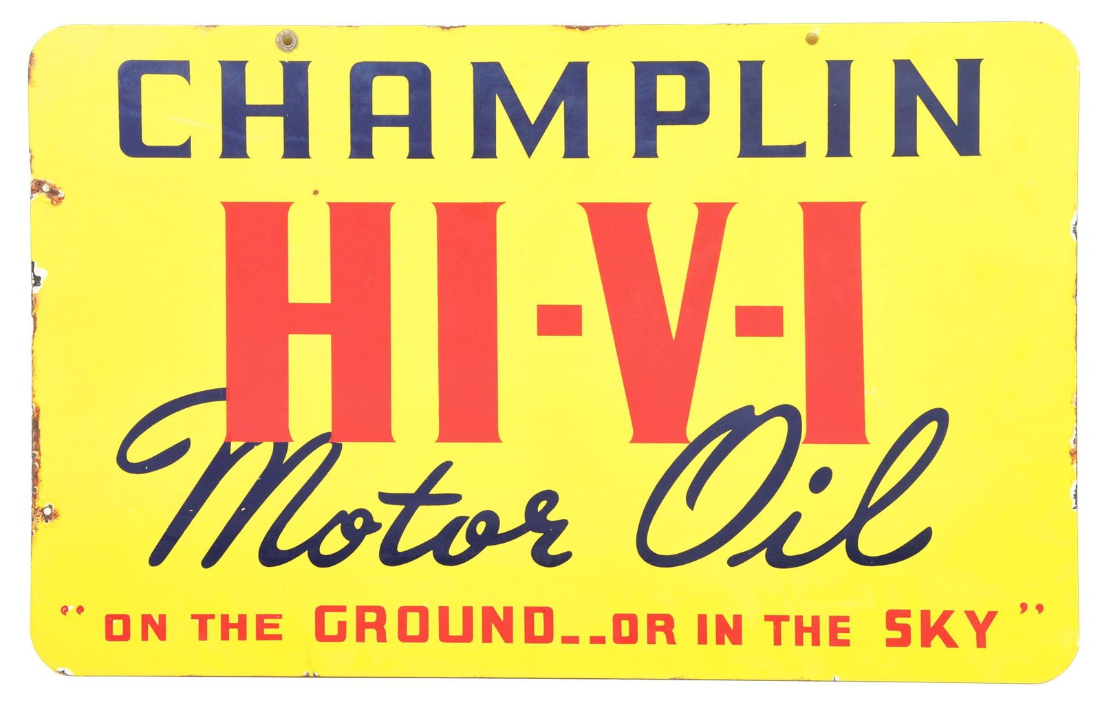 Porcelain Champlin Hi V I Motor Oil Sign.