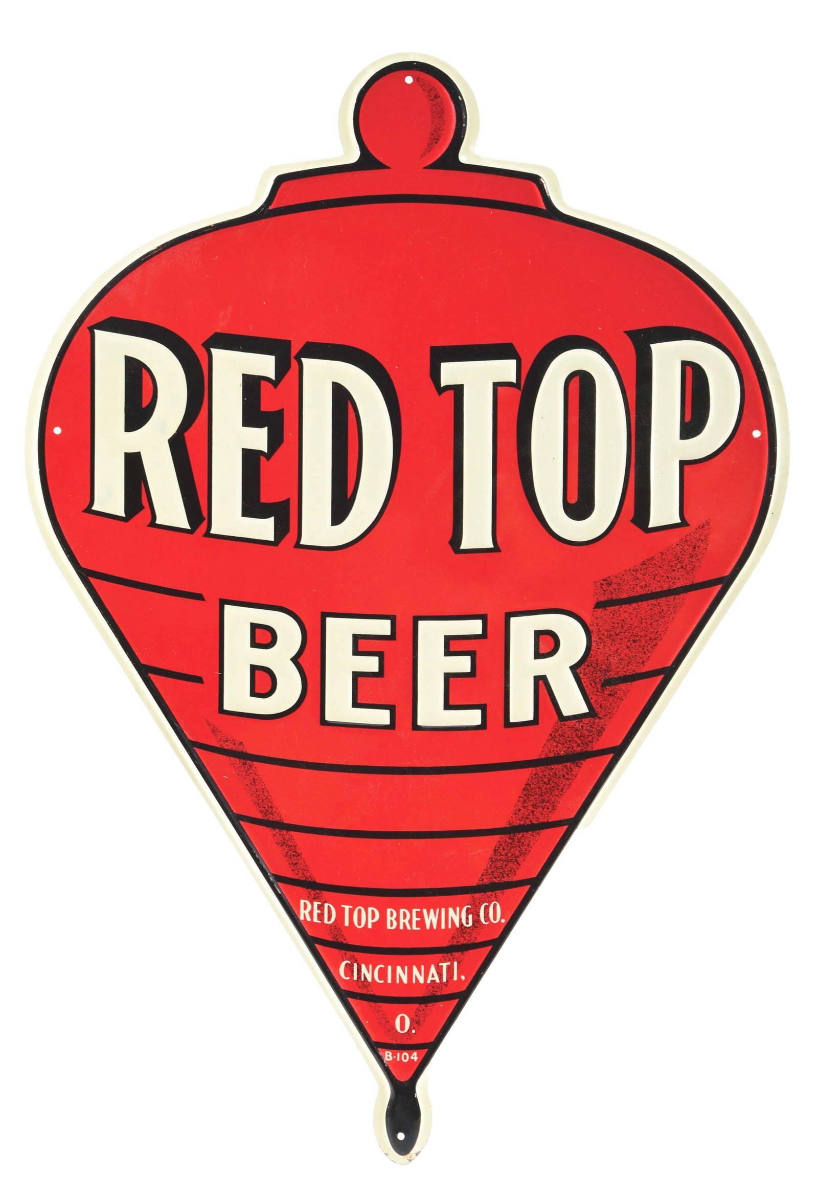 Red Top Beer Self-framed Embossed Tin Sign. Auction