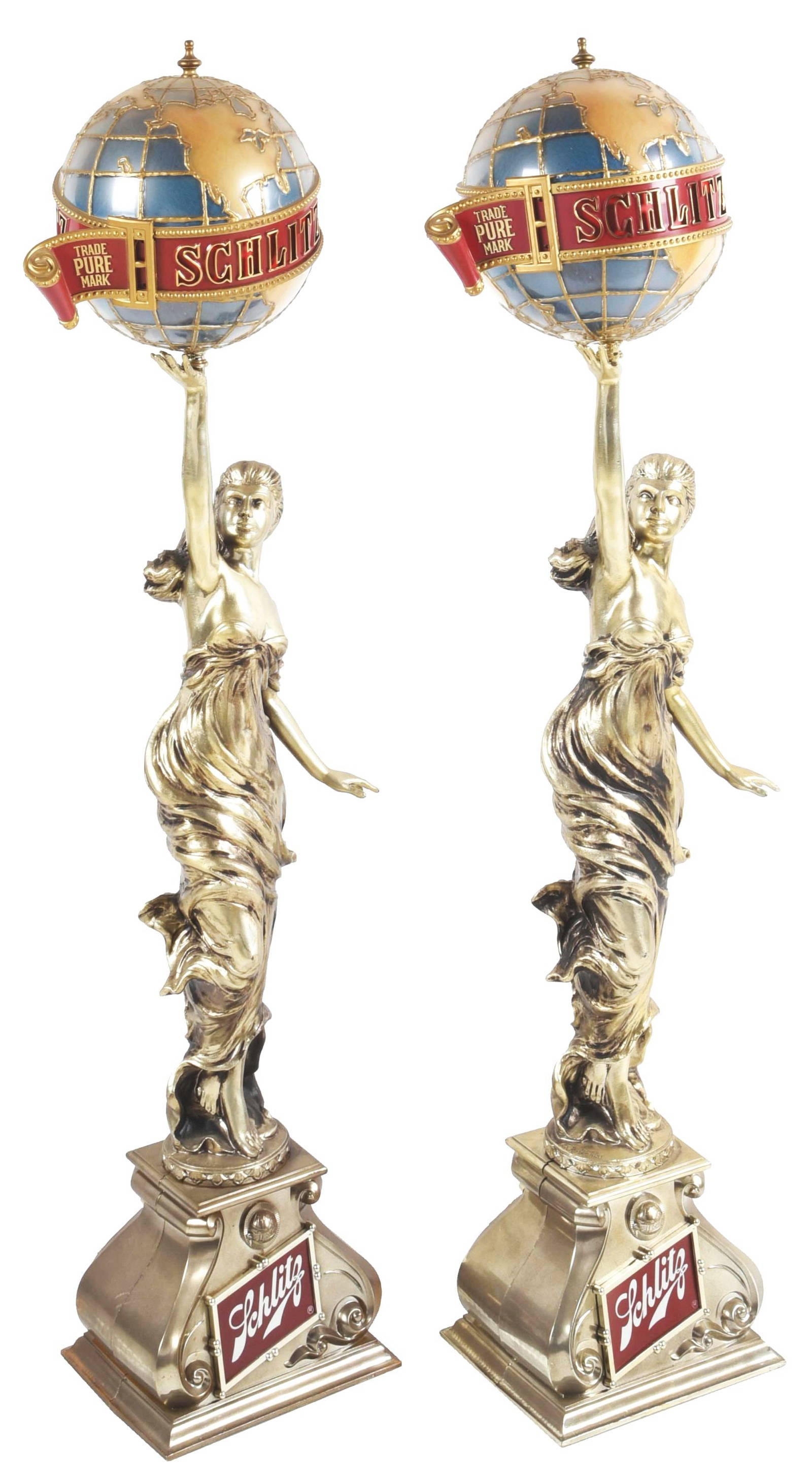 A Pair Of Iconic Shiltz Brewing Co. Light-up Lady Statues. Auction