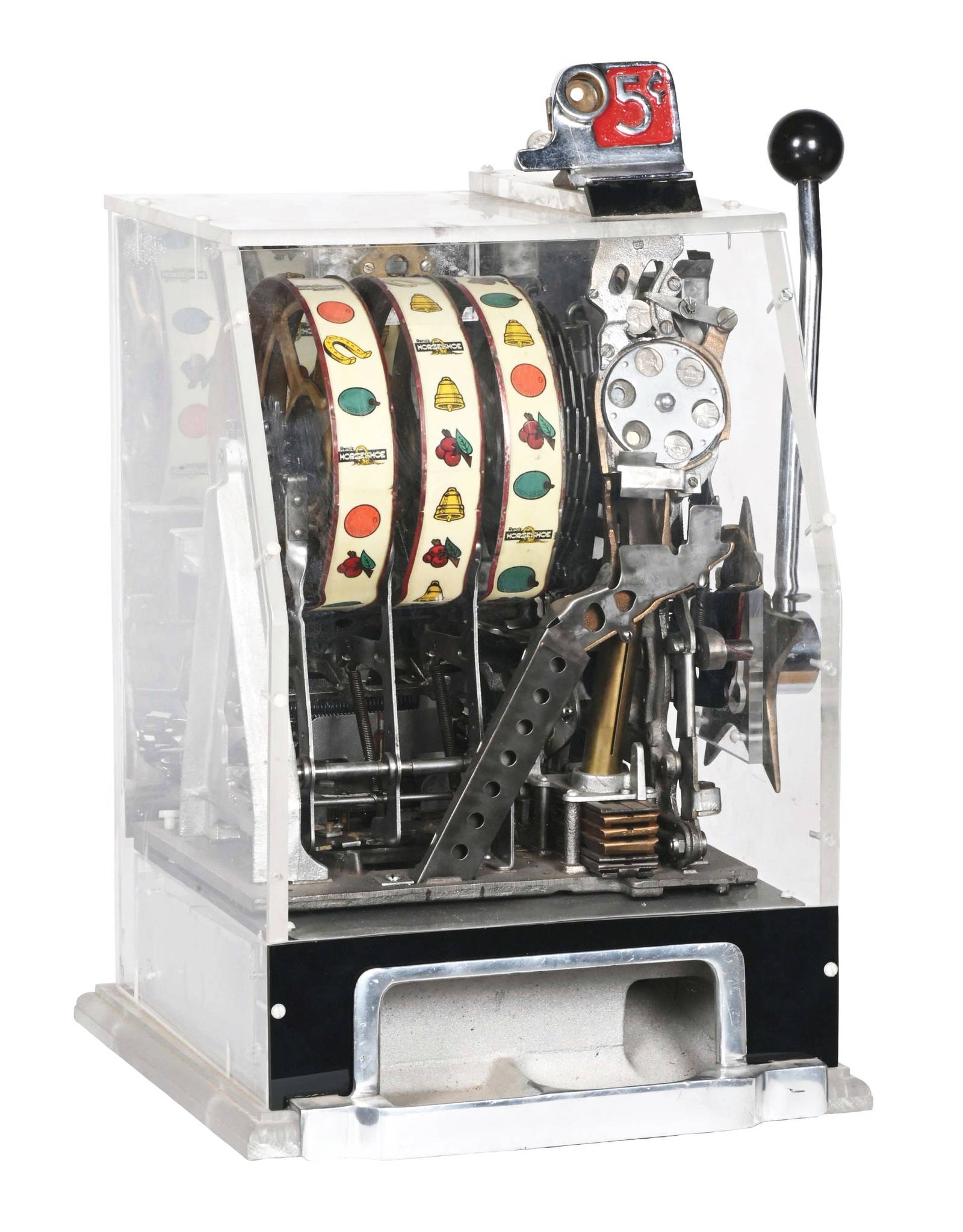 5¢ Original 3-reel Slot Machine Mechanism In Lucite Case. Auction