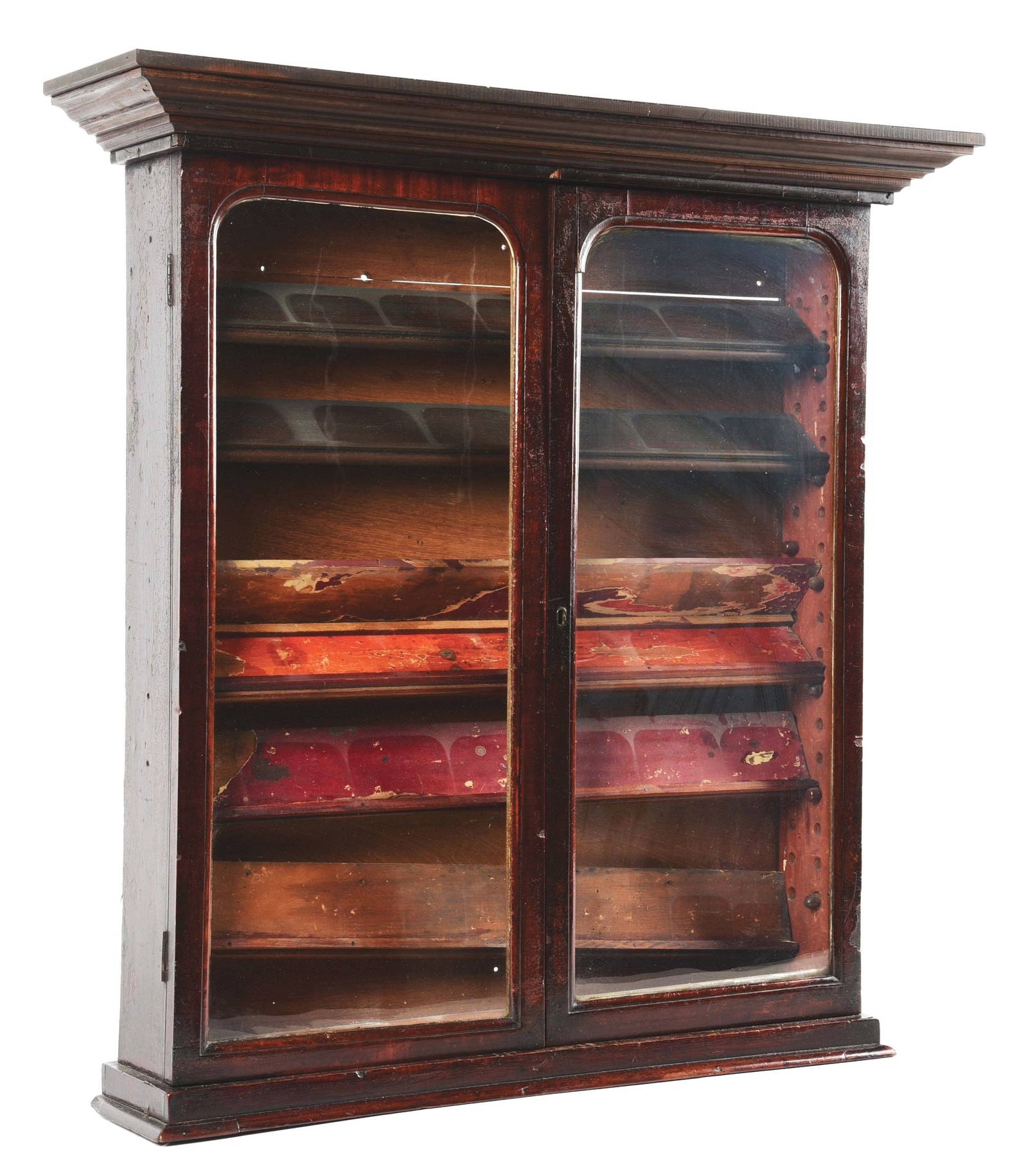Wooden Wall Display Case W/ Original Shelving. Auction