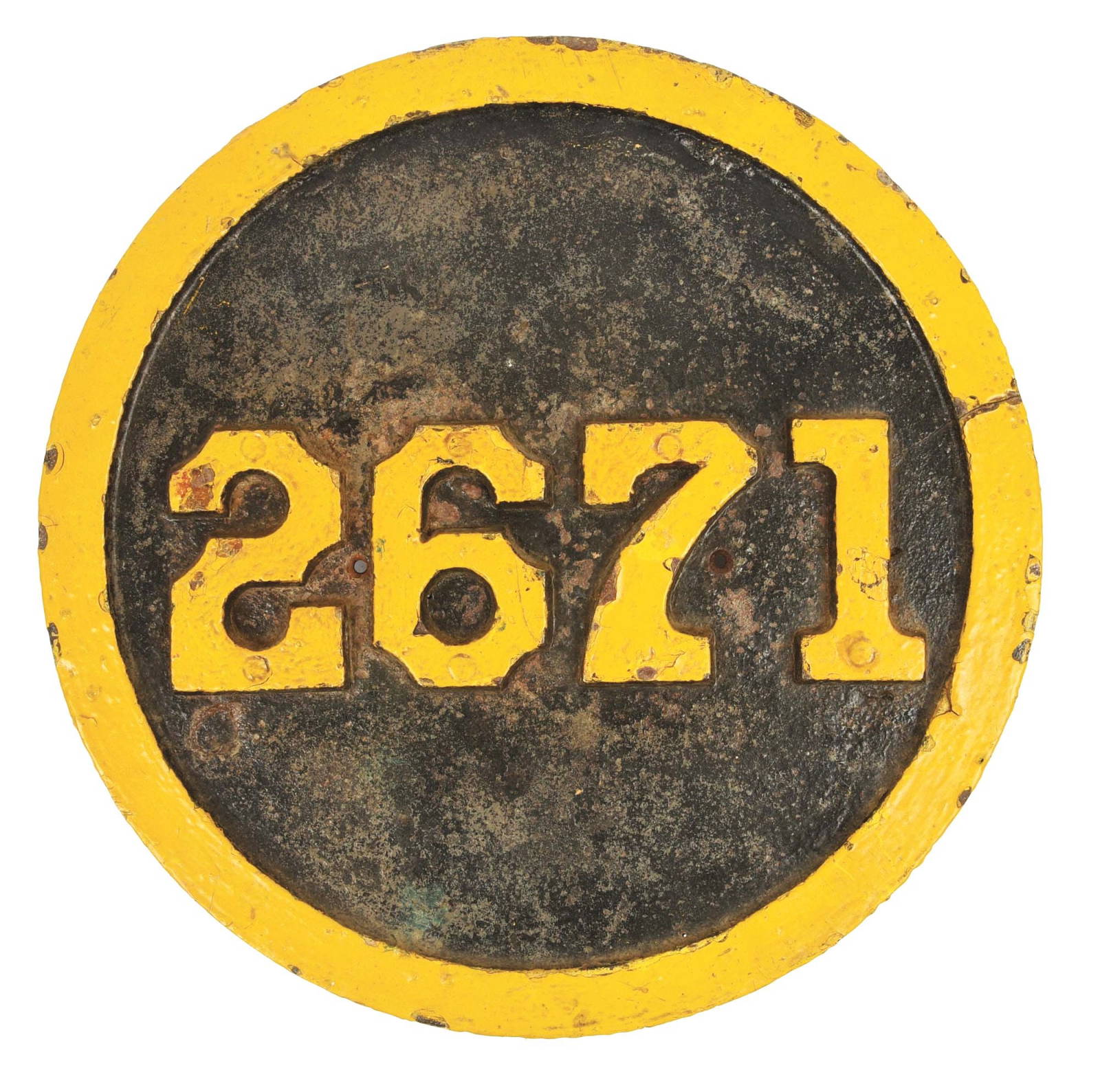 Prr Steam Locomotive Round Number Plate 2671. Auction