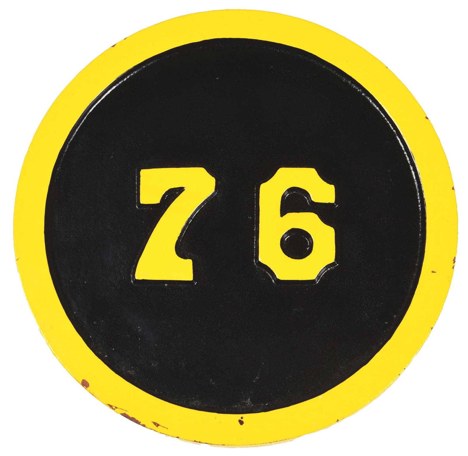Prr Steam Locomotive Round Number Plate 76. Auction
