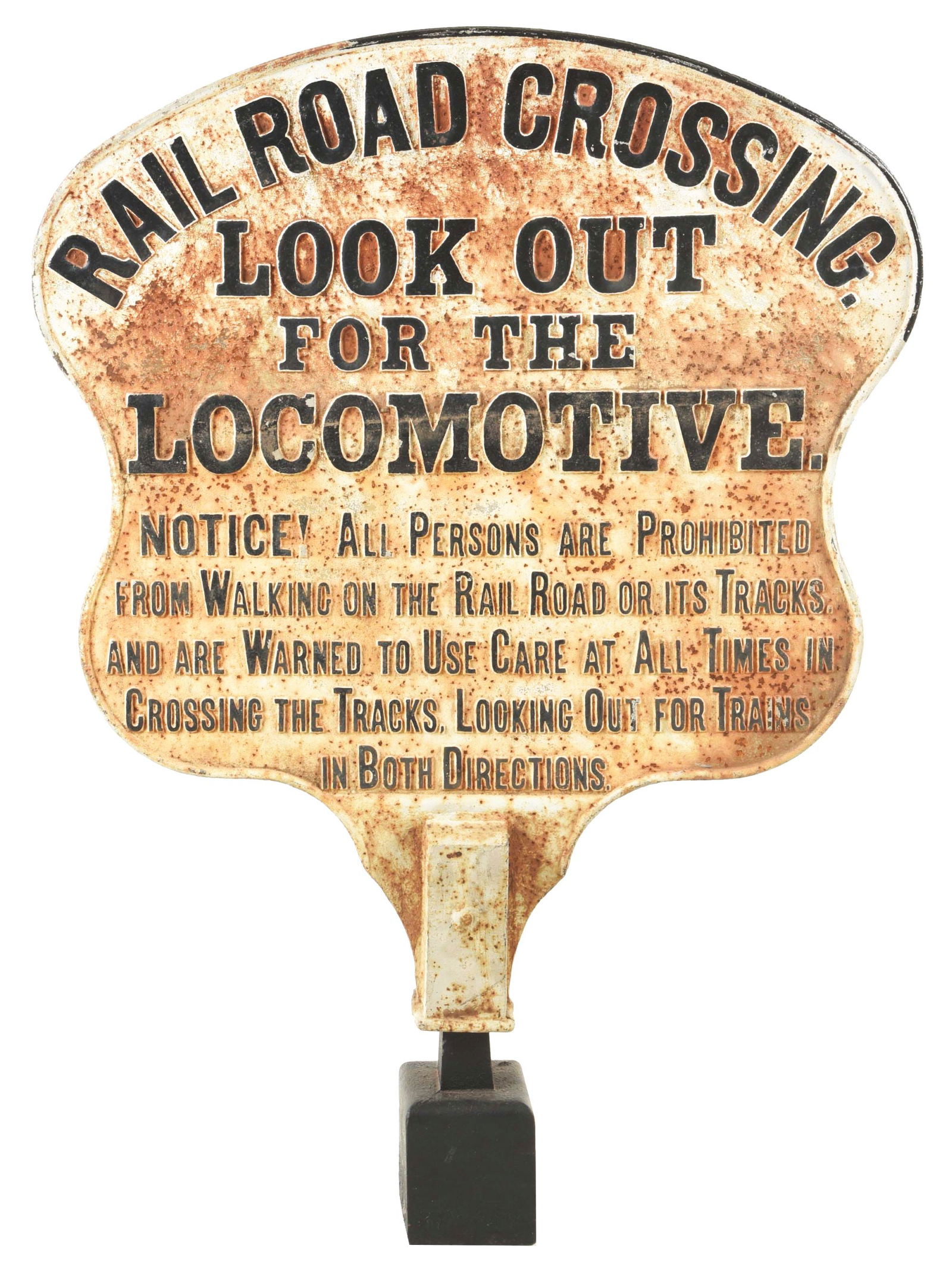 Railroad Crossing "look Out For Locomotive" Cast Iron Sign. Auction