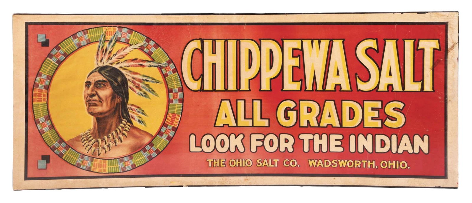 Chippewa Salt All Grades Paper Lithograph W/ Native American Graphic ...