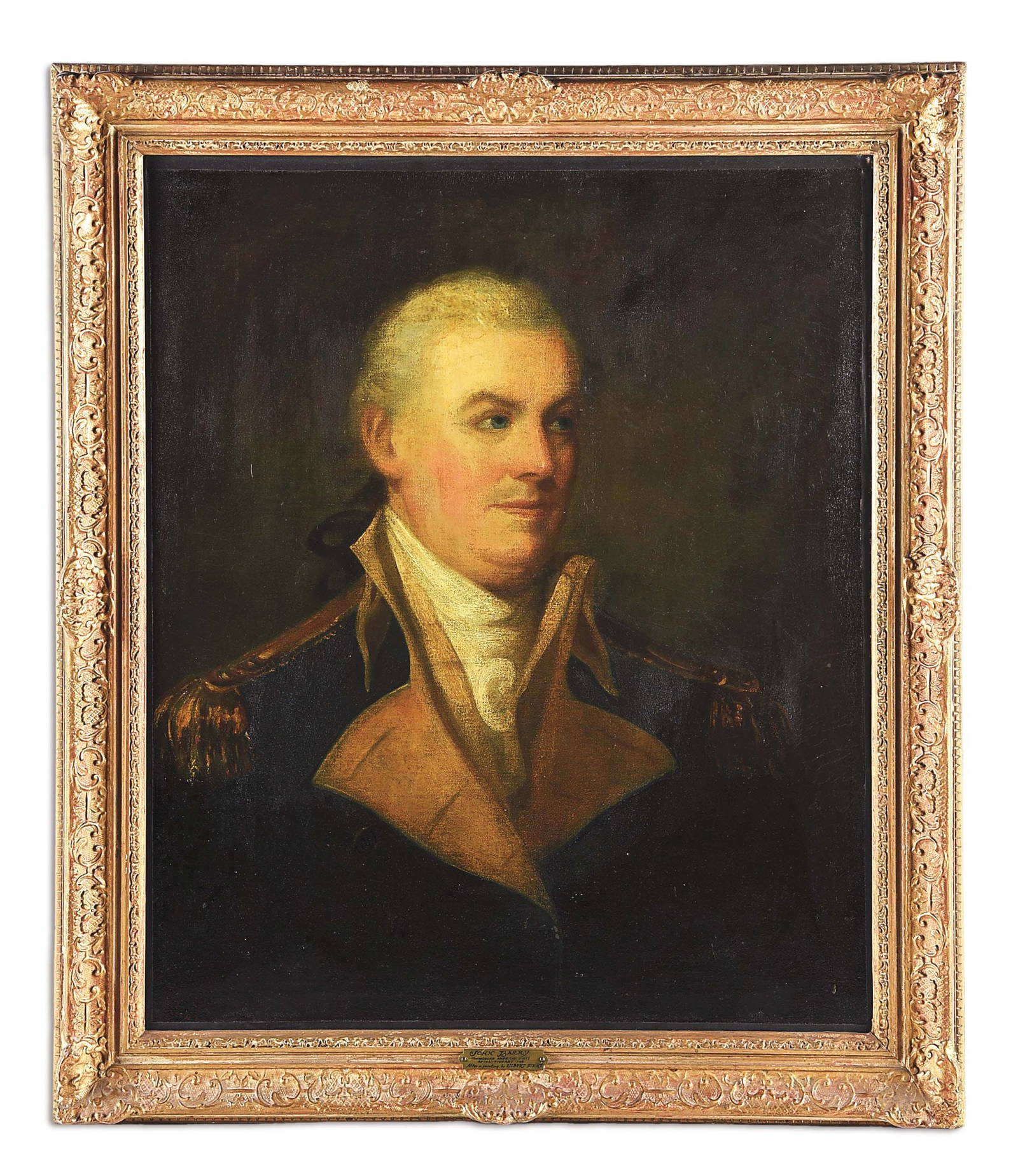 Framed Oil Painting Of Commodore John Barry, Ex-lattimer. Auction