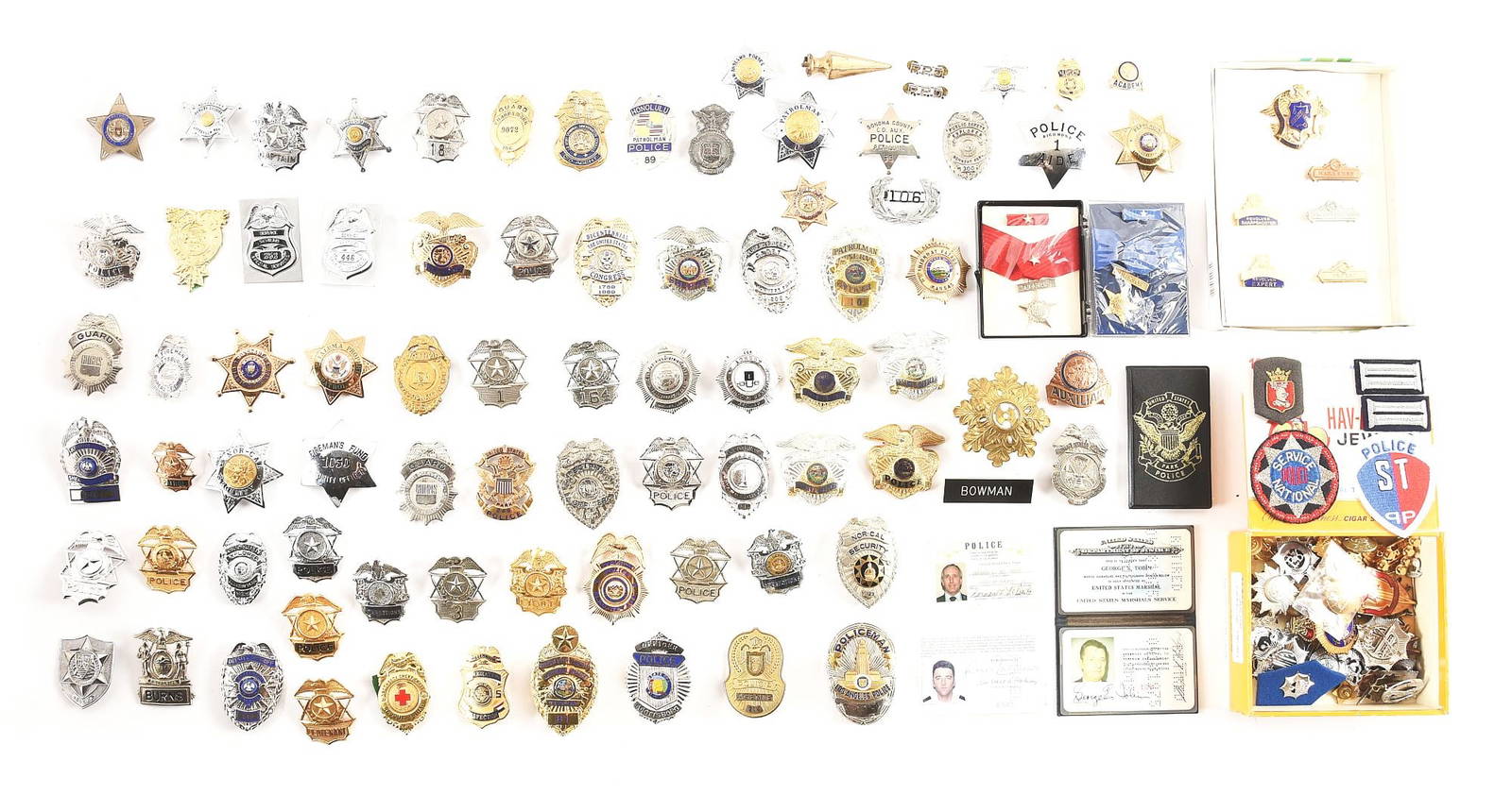 Lot Of Vintage Police Badges And Hat Insignia. Auction