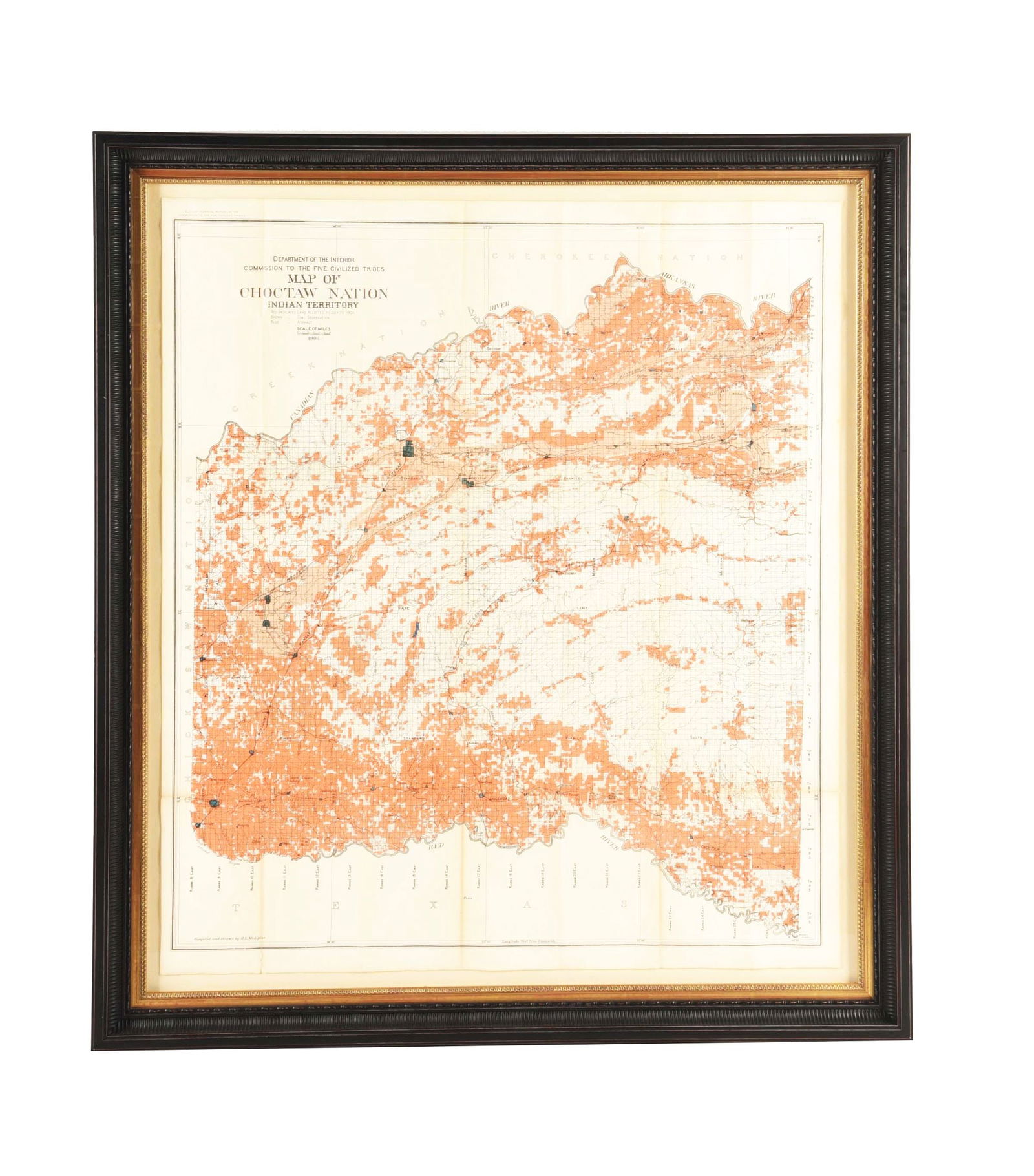 Map Of Choctaw Nation In Indian Territory. Auction