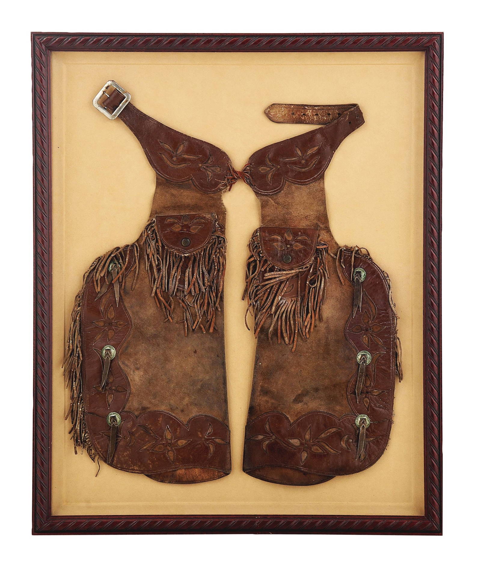 Child's Fringe Leather Chaps In Shadowbox Frame Auction
