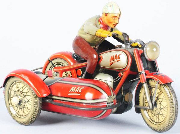 Very Rare Tin Litho Arnold Mac 700 Motorcycle Toy