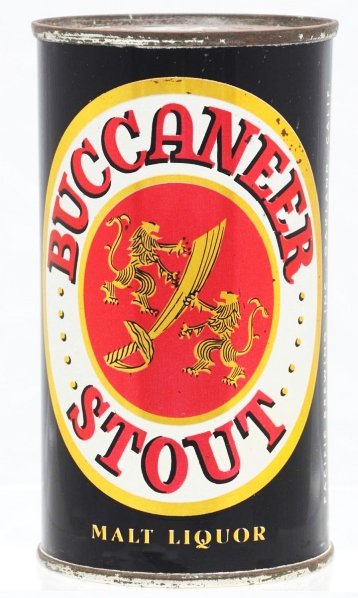 808: Buccaneer Stout Malt Liquor Flat Top Beer Can.