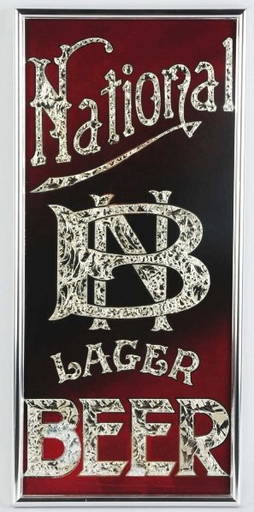 National Lager Beer Reverse Glass Sign.