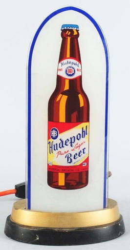 Hudepohl Beer Reverse Glass Light Up Bullet Sign.