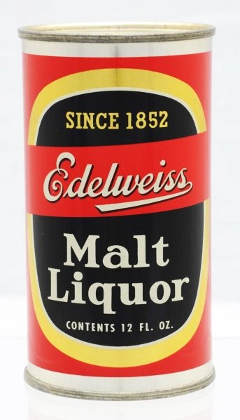 Edelweiss Malt Liquor Flat Top Beer Can.