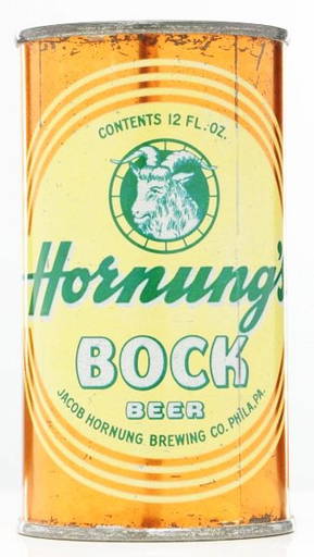 Hornung's Bock Flat Top Yellow Beer Can.