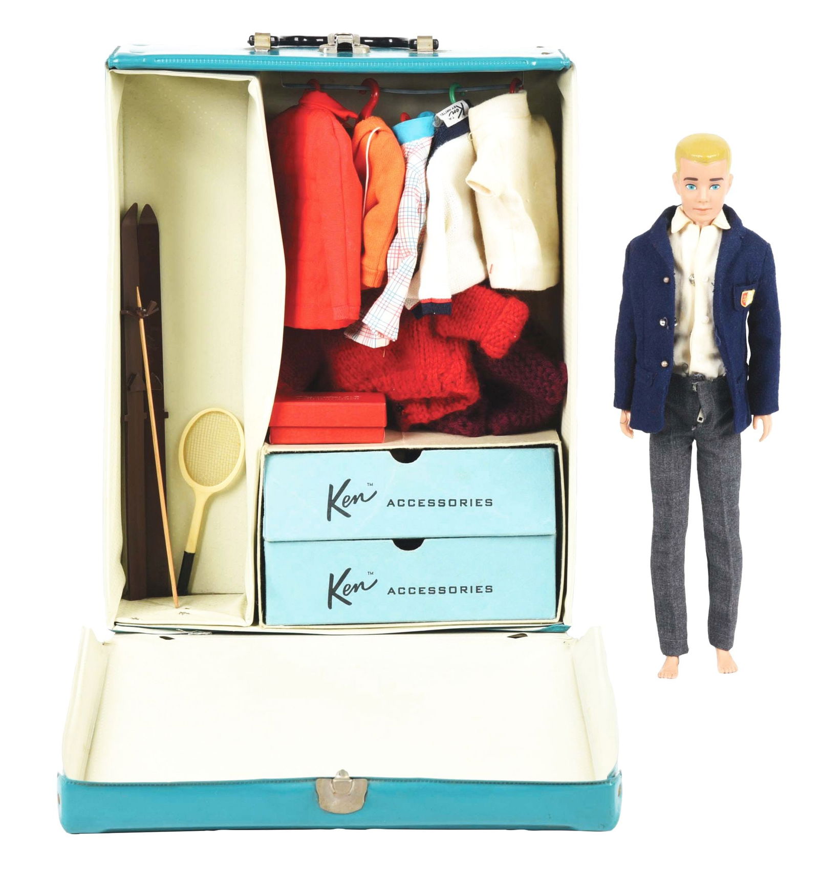 1962 Mattel Ken Doll In Carrying Case W/ Accessories
