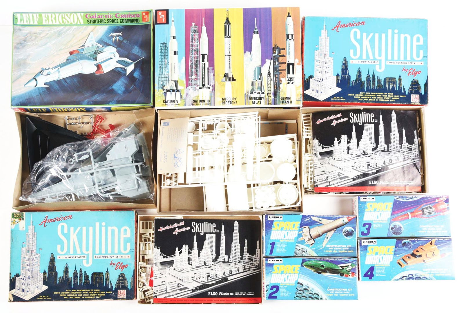 Lot Of 8: Various Amt American Skyline & Lincoln Space-related Models ...