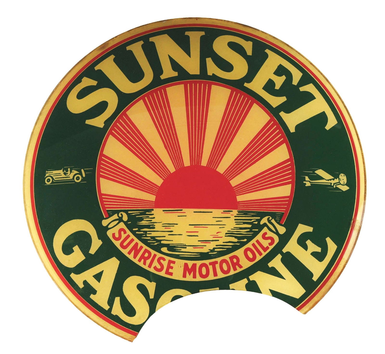 Sunset Gasoline 15" Single Globe Lens W/ Shipping Crate Display. Auction