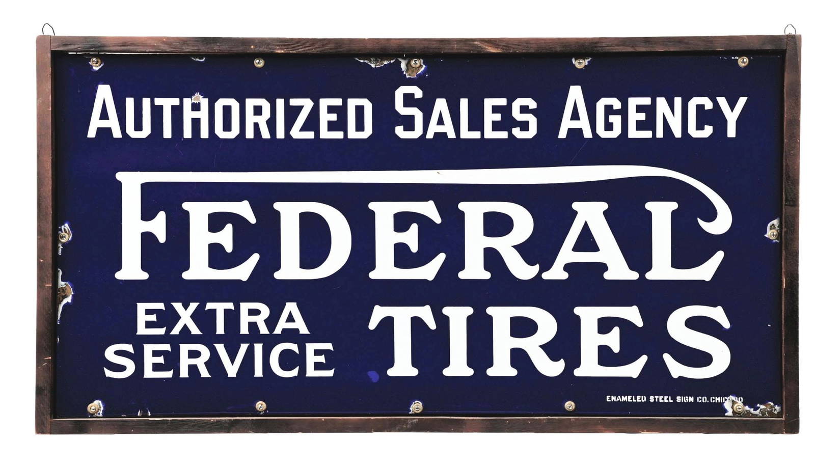 Federal Tires Authorized Sales Agency Porcelain Sign. Auction