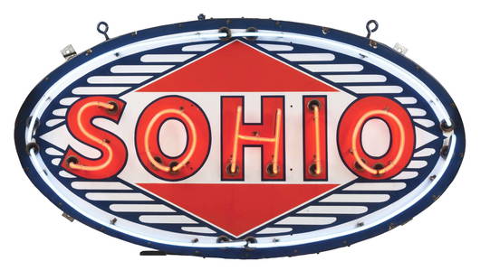 Sohio Gasoline Porcelain Service Station Sign. Auction