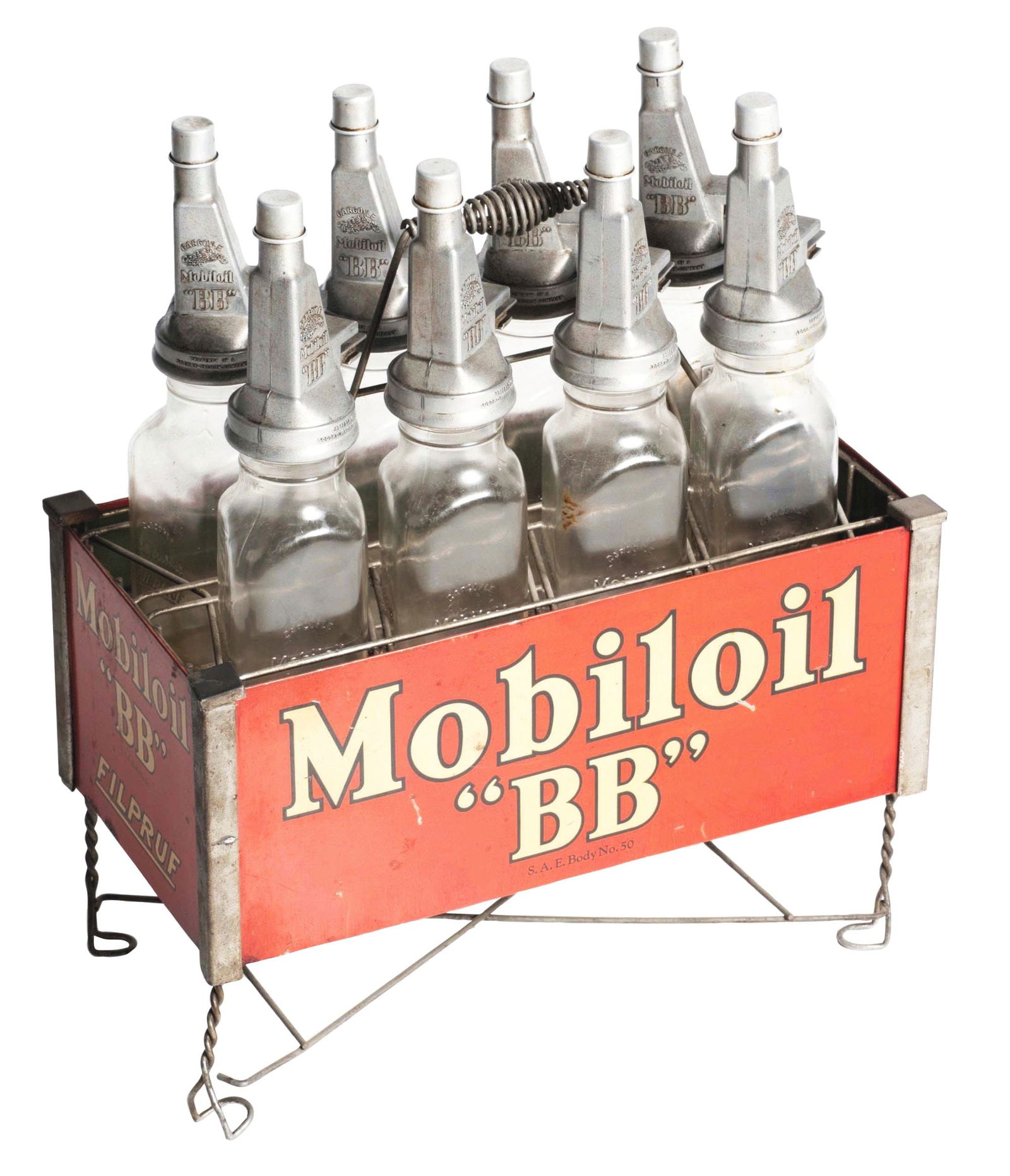 Mobiloil "bb" Motor Oil Bottle Rack Complete With Mobiloil "filpruf ...