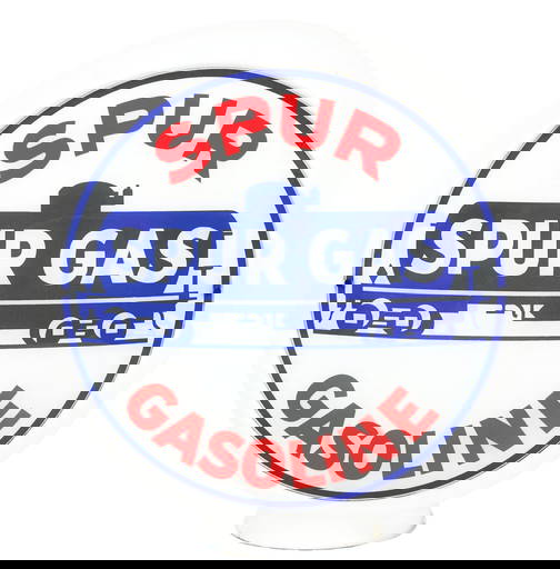 Spur Gasoline Single 13.5" Globe Lens On Wide Milk Glass Body.