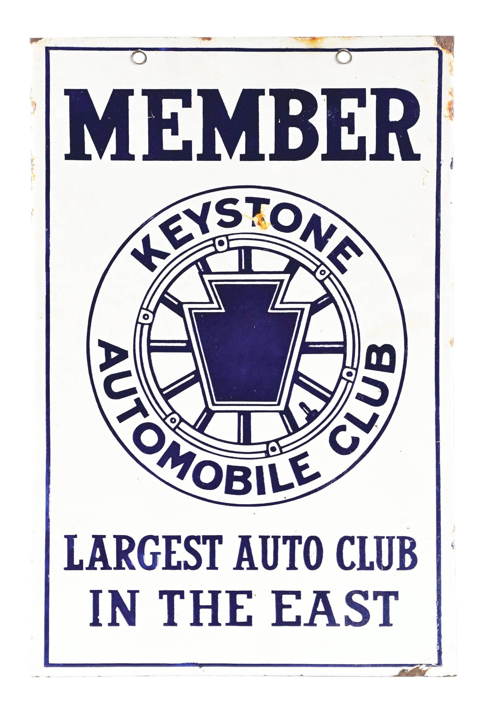 Keystone Automobile Club "member" Porcelain Sign W/ Wheel Graphic. Auction