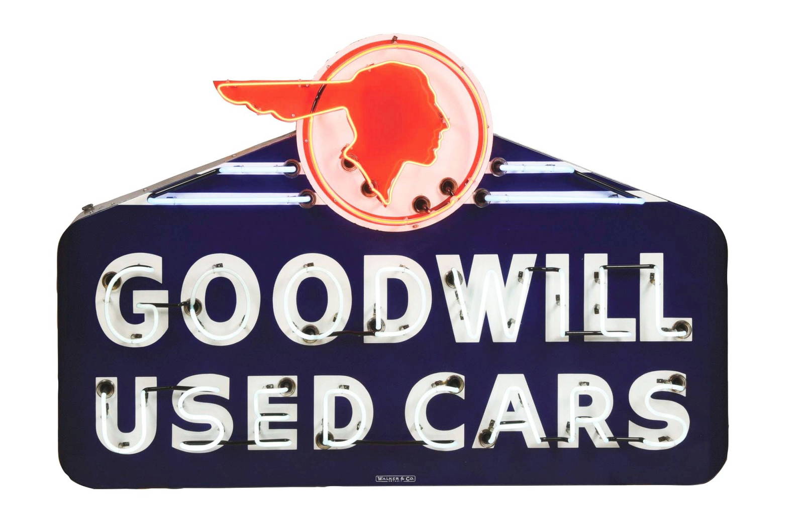 Pontiac Goodwill Used Cars Porcelain Neon Sign W/ Full Feather Native ...