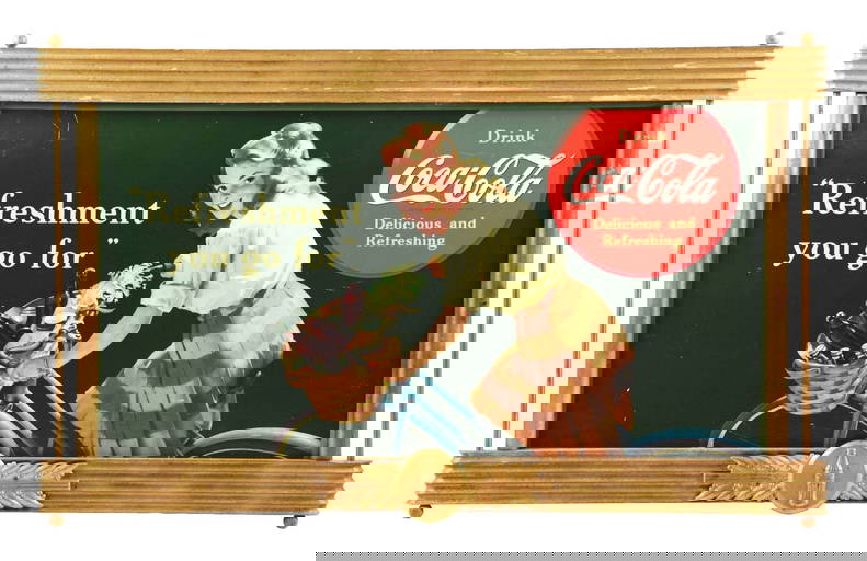Coca Cola "refreshment You Go For" Card Stock Kay Display Sign W/ Frame.