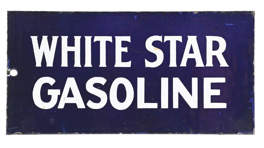 White Star Gasoline Porcelain Service Station Sign.