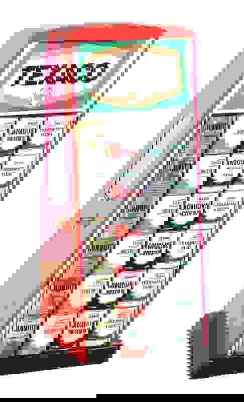 Texaco Quart Oil Can Service Station Display Rack & Cabinet. Auction