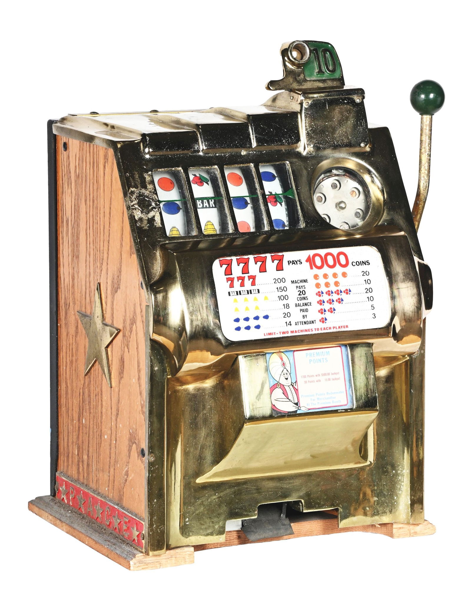 10¢ Pace 4-reel Slot Machine. Auction