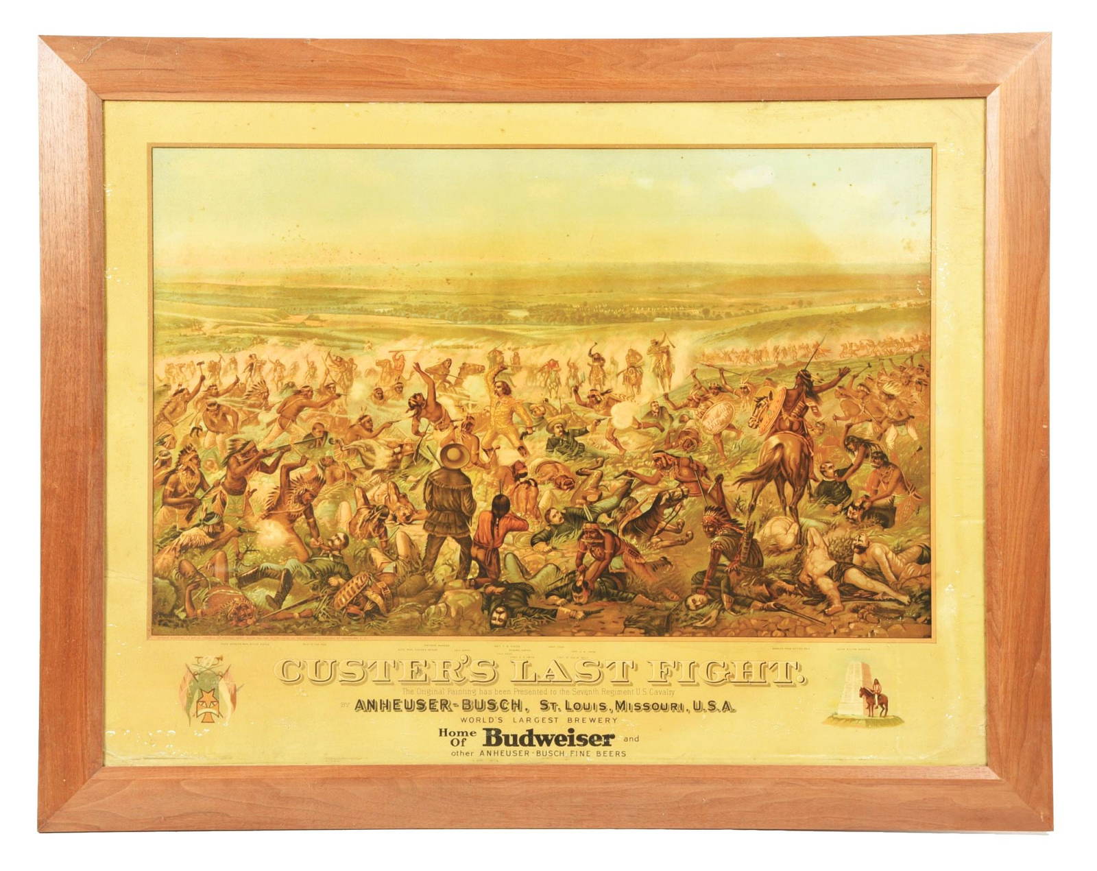 Anheuser-busch "custer's Last Fight" Cardboard Lithograph W/ "custer's ...