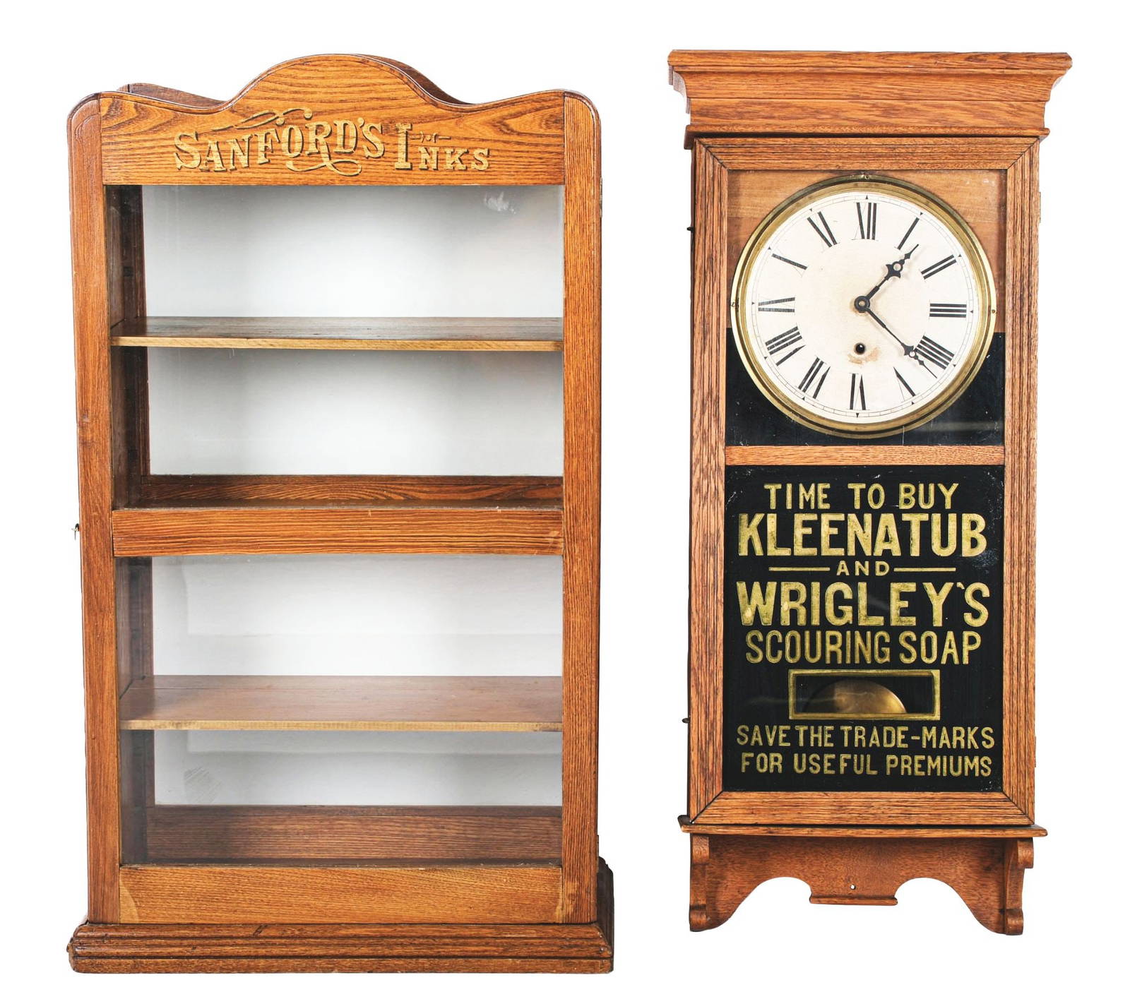 Lot Of 2: Wrigley's Scouring Soap Regulator Clock & Sanford's Ink ...