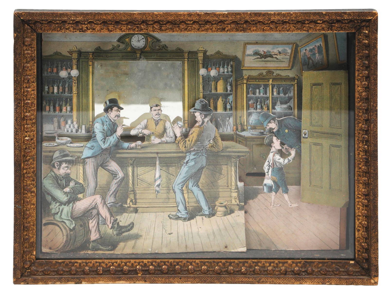 Framed Clockwork Bar Scene Auction