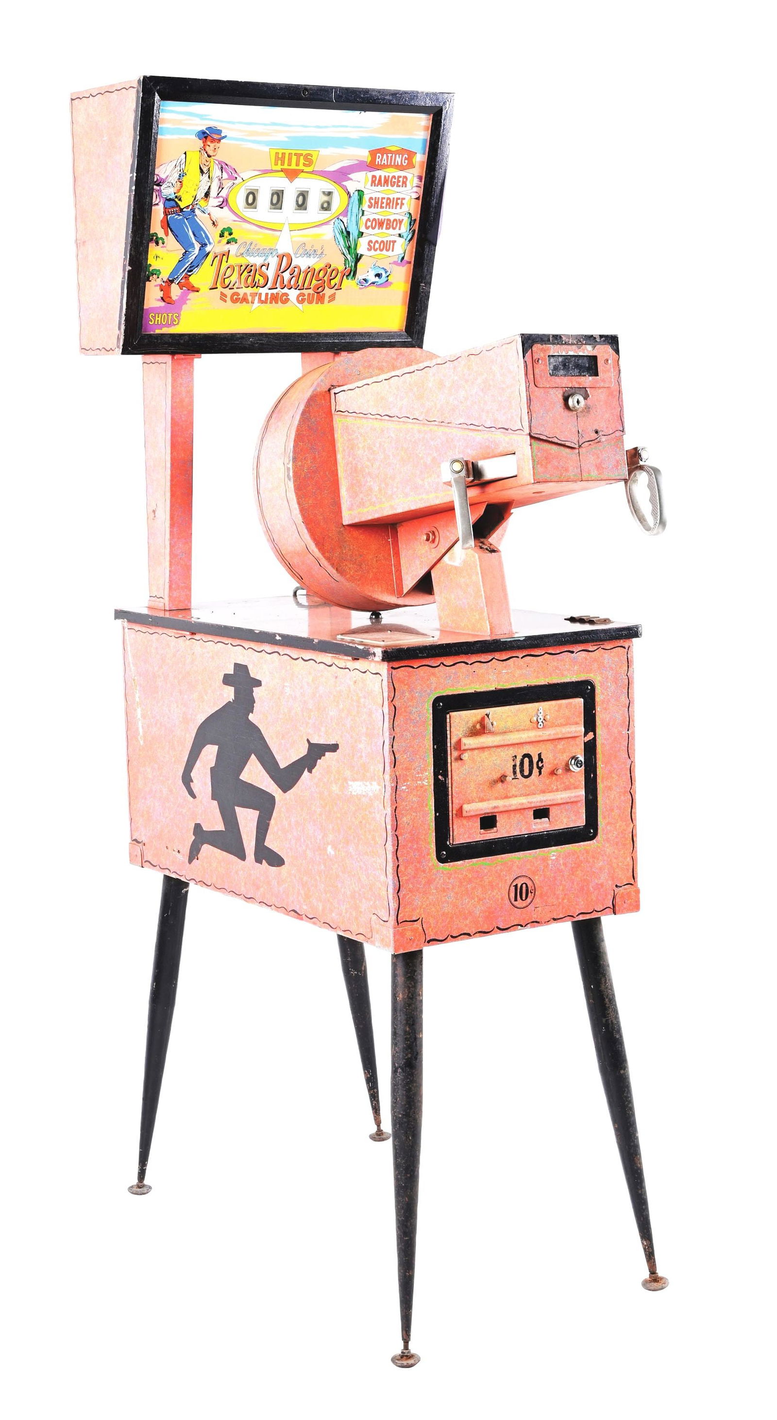 10¢ 25¢ Chicago Coin Texas Ranger Machine Gun Arcade Game Auction