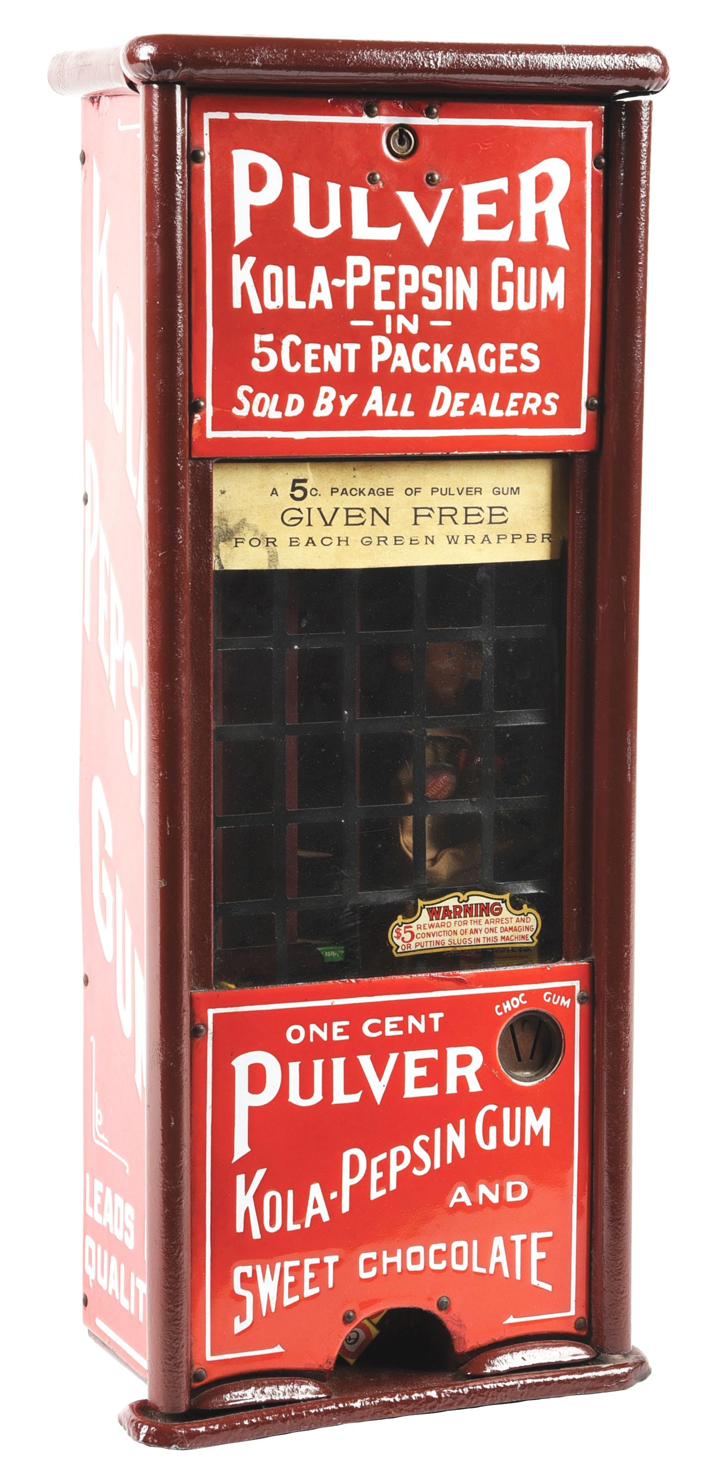 1¢ Pulver Kola-pepsin Tall Case Vending Machine Auction