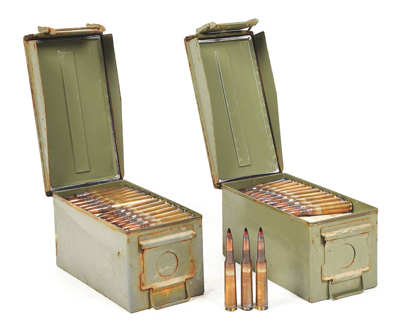 Lot Of 2: Ammo Cans Of Ukrainian Api-t 12.7x108mm Ammunition. Auction
